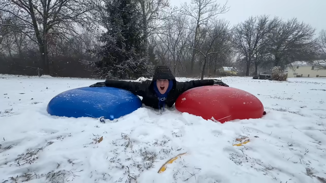 I froze giant water balloons in the snow