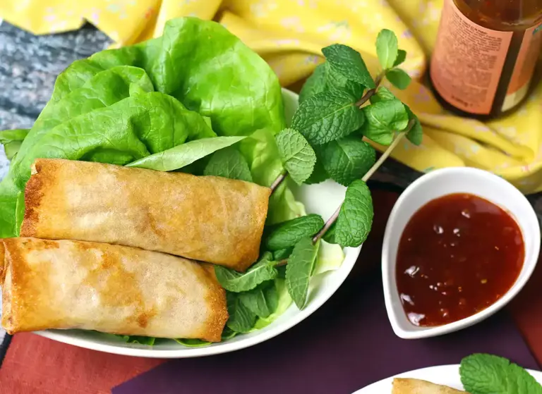 Nems de gambas (rollitos de primavera crujientes) en freidora de aire