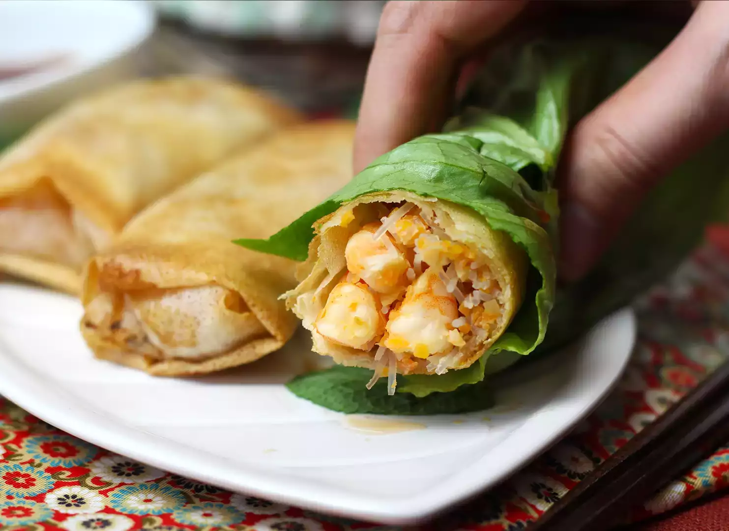 Shrimp spring rolls cooked in air fryer