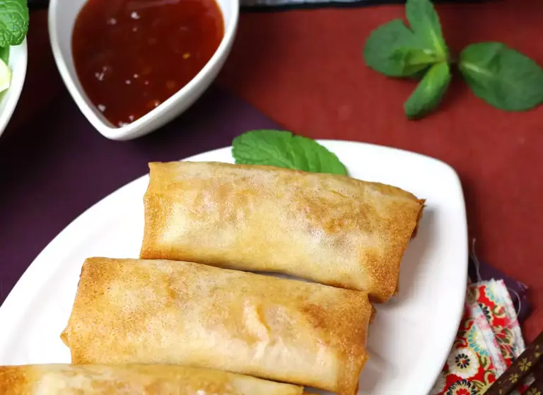 Nems de gambas (rollitos de primavera crujientes) en freidora de aire