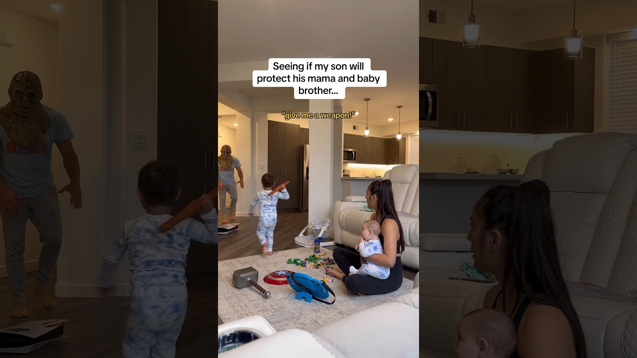 Toddler proudly protects family from silly monster prank