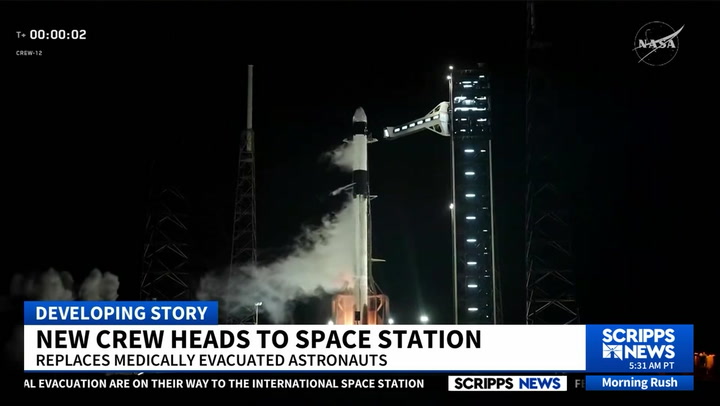 Crew 12 soars to space station in historic SpaceX launch