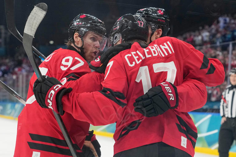 McDavid, MacKinnon, Celebrini lead Canada over Switzerland in Olympic ...