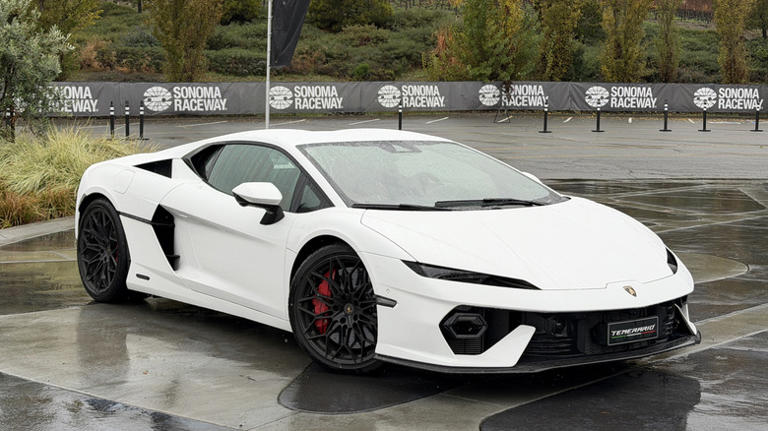 Driving a Lamborghini Temerario on track at Sonoma during a rainstorm ...