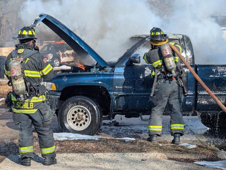 Crews battle truck fire on Spruce Street in Beloit