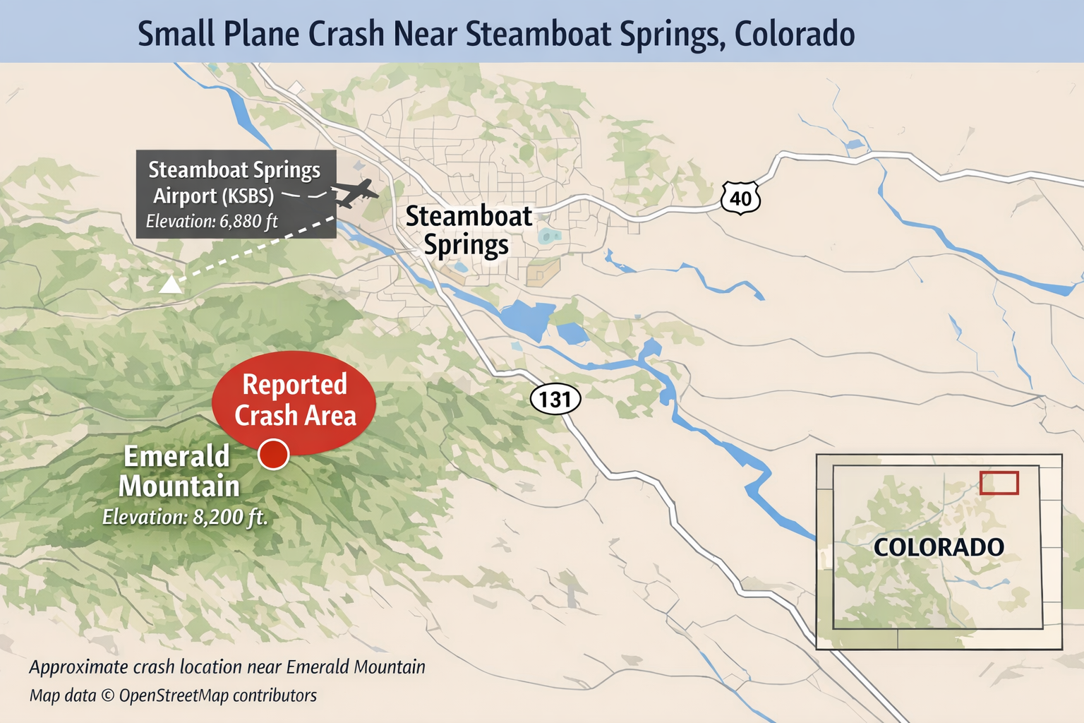 Four dead after small plane crashes near Steamboat Springs, Colorado