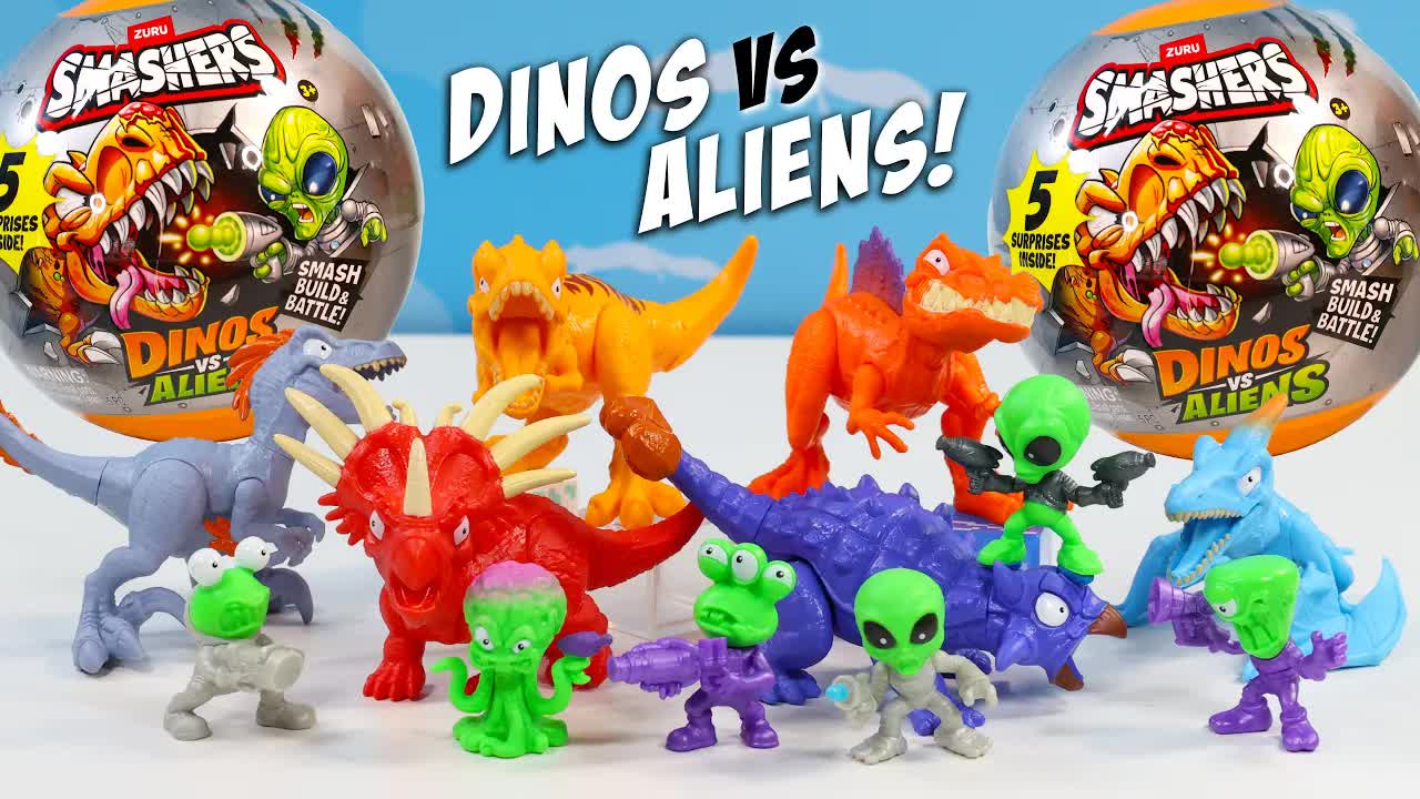 Smashers Dino vs Alien 5 Surprise Dinosaur ET Spheres full mini ...