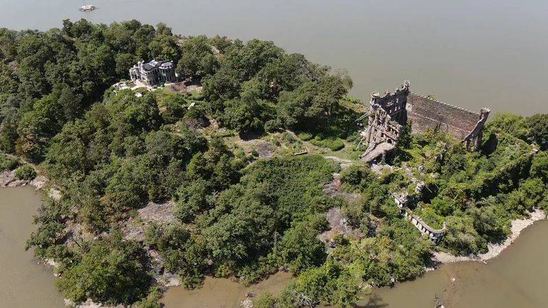 A crumbling castle rises from the Hudson River in this small New York town