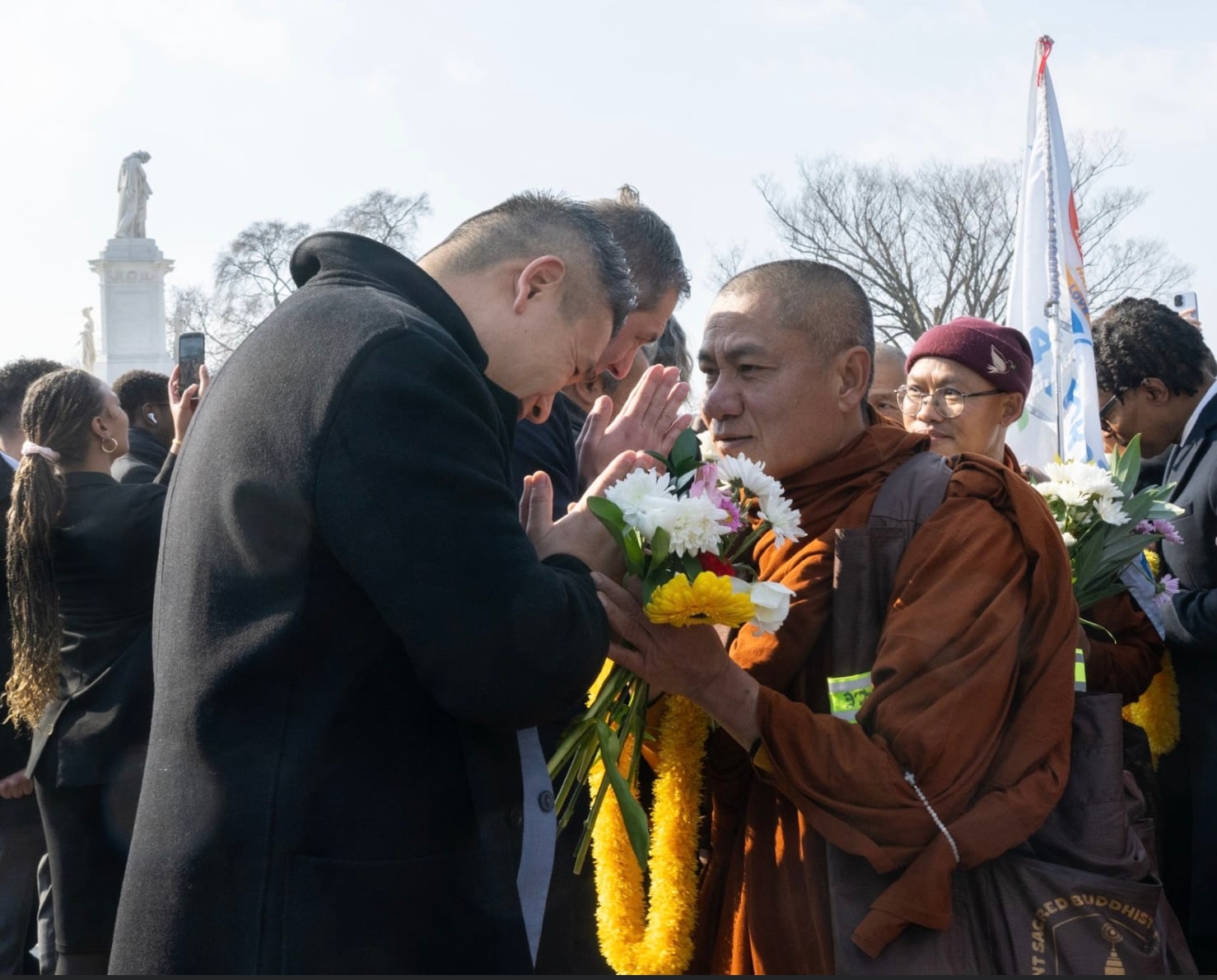 Buddhist monks arrive in DC on 2,300-mile walk for peace
