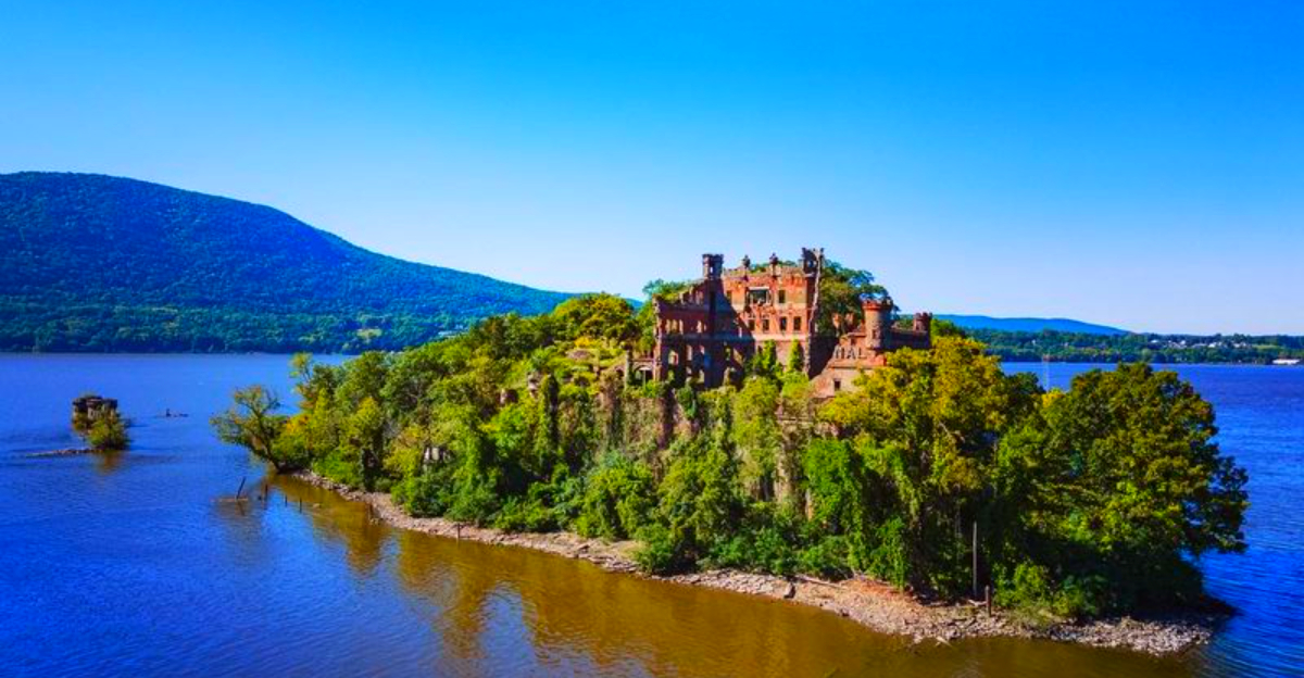 A crumbling castle rises from the Hudson River in this small New York town