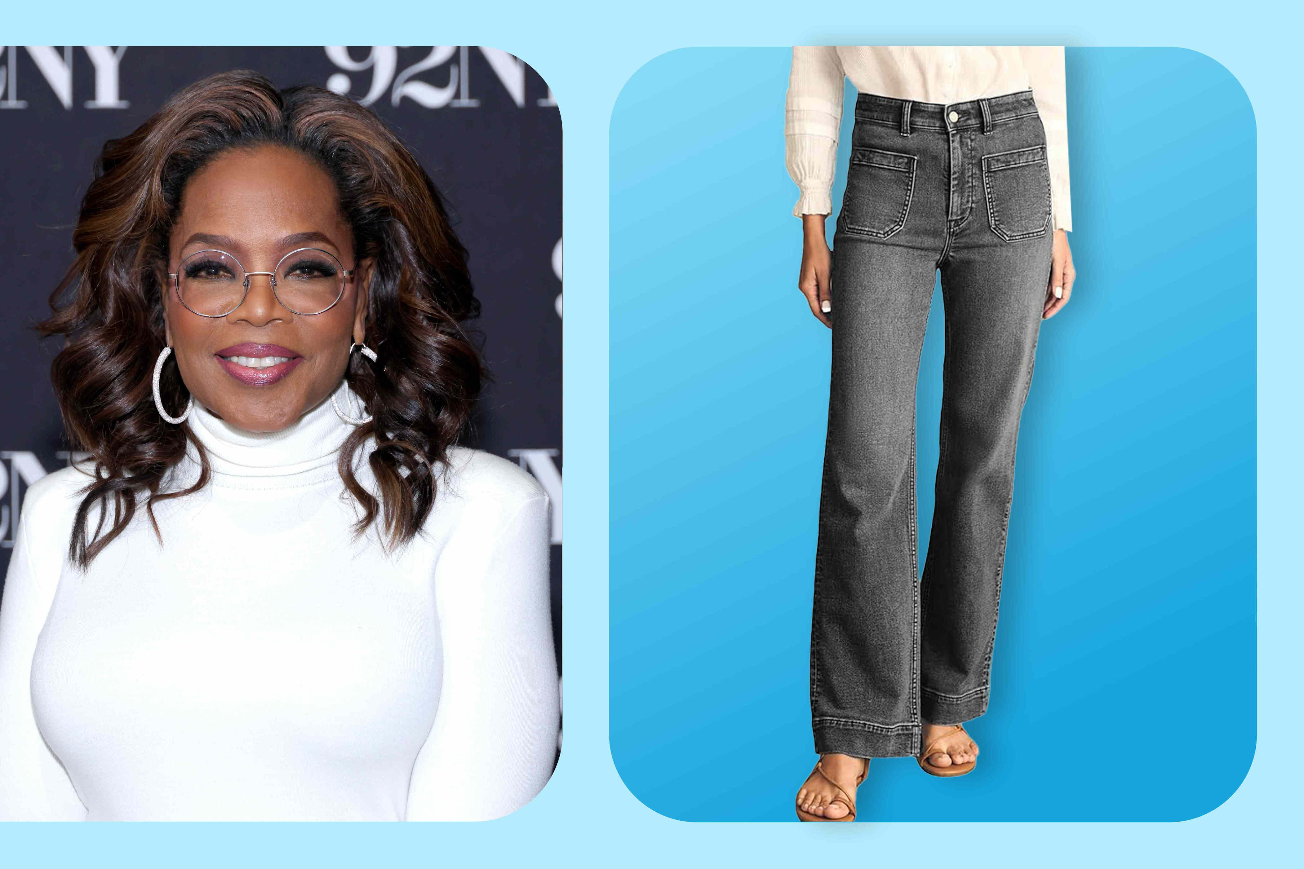 Oprah ditched blue jeans for the sleeker, spring-forward pair Sarah ...