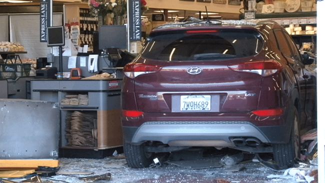Several injured after car crashes into crowded California grocery store