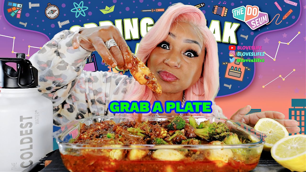 Delicious deshelled seafood and broccoli boil mukbang