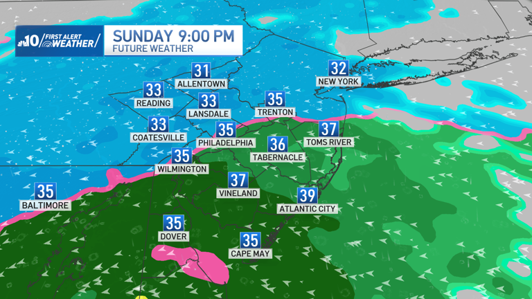 Wintry mix of rain, light snow to fall in Philly area Sunday into Monday