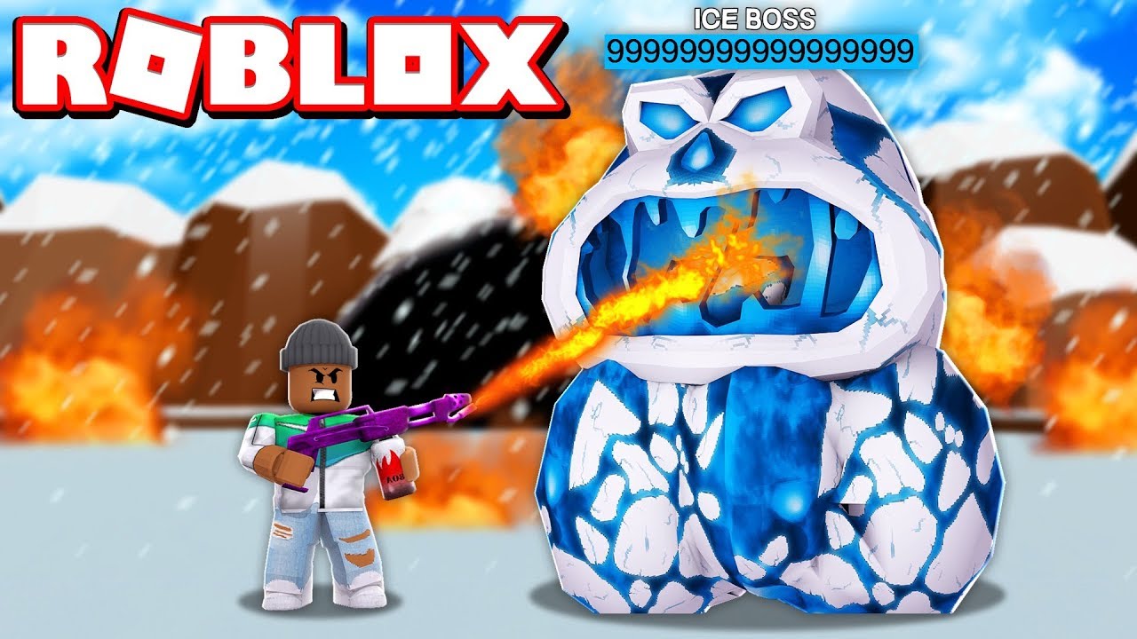 Fighting a 999,999,999 power ice boss in Roblox