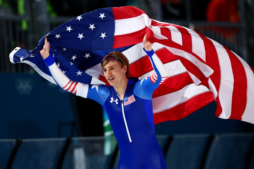 American Jordan Stolz wins second straight speed skating gold in ...