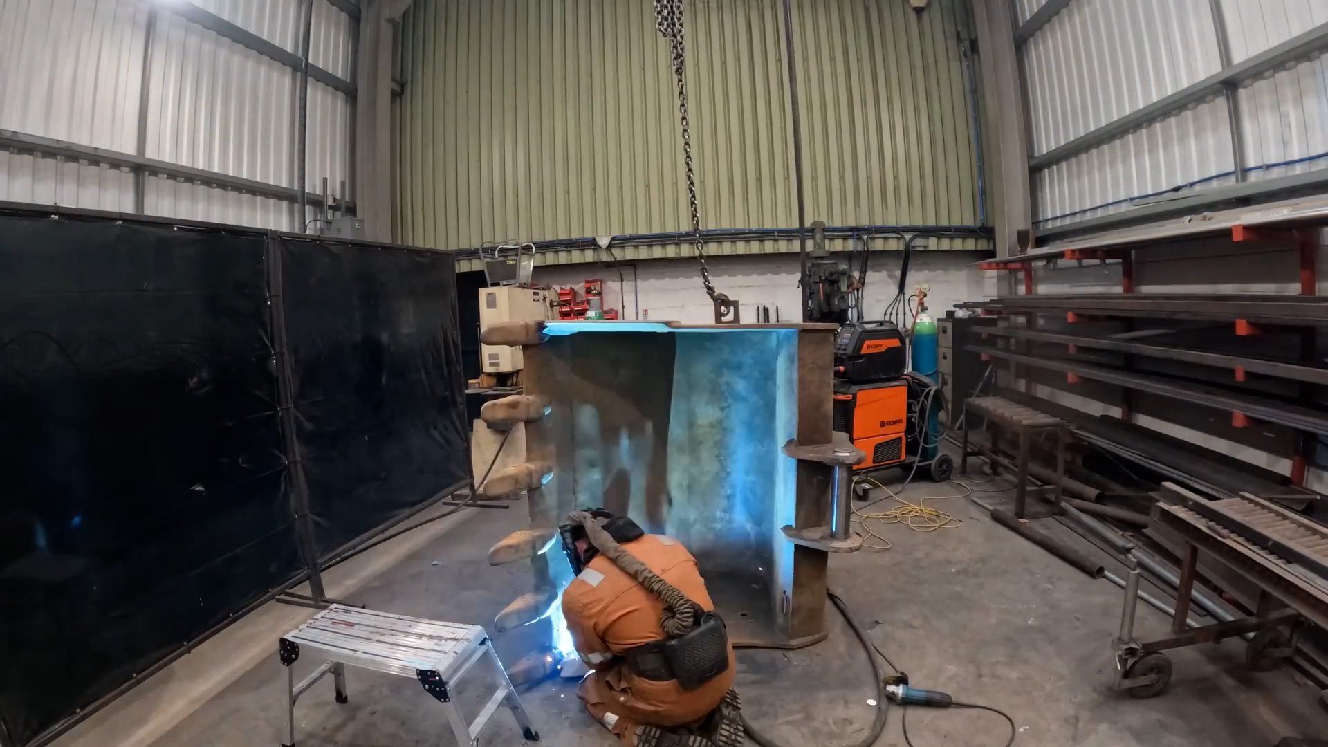 Precision welding on heavy steel component