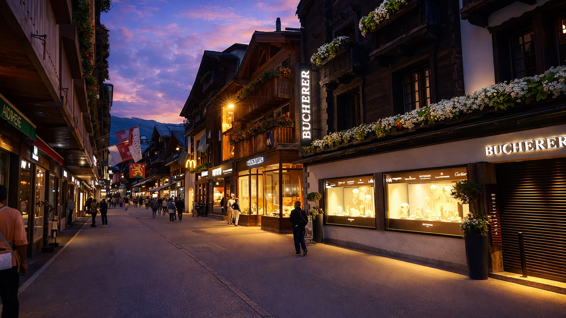 Passeggiata serale a Zermatt: atmosfera alpina ai piedi del Cervino (4K)