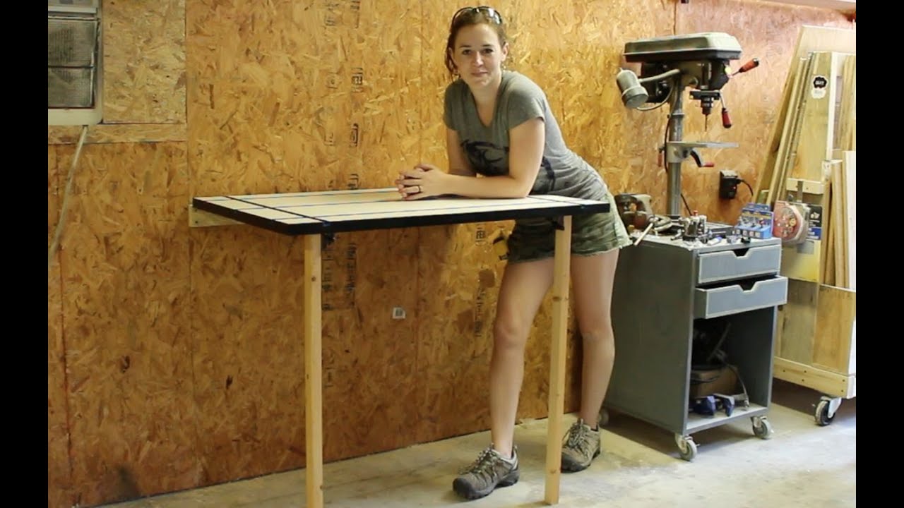 Build a folding T-track table to maximize workshop space
