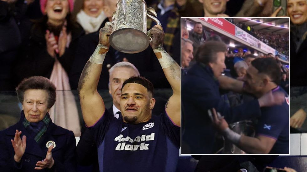 Princess Anne captured in awkward live TV moment with Scotland rugby ...