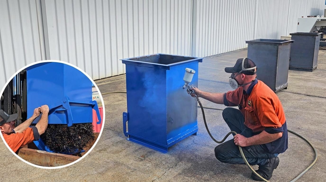 DIY heavy‑duty drop‑bottom bins for the workshop