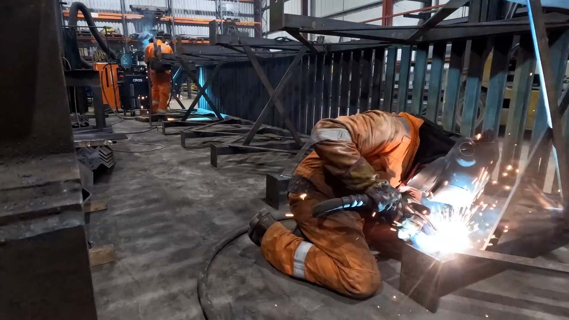 Heavy duty welding inside the workshop