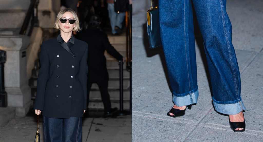 Julianne Hough braves the cold in open-toe mules at Khaite's fall 2026 show