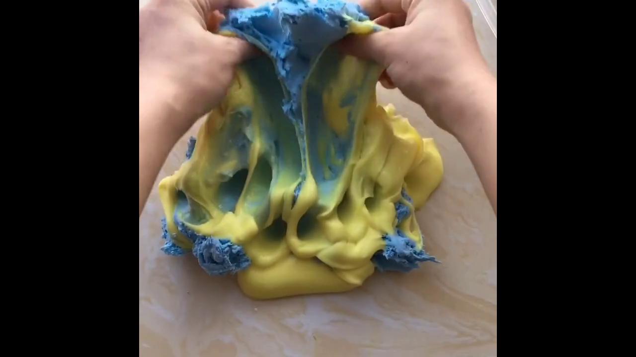 Playing yellow soft bubbly slime ASMR