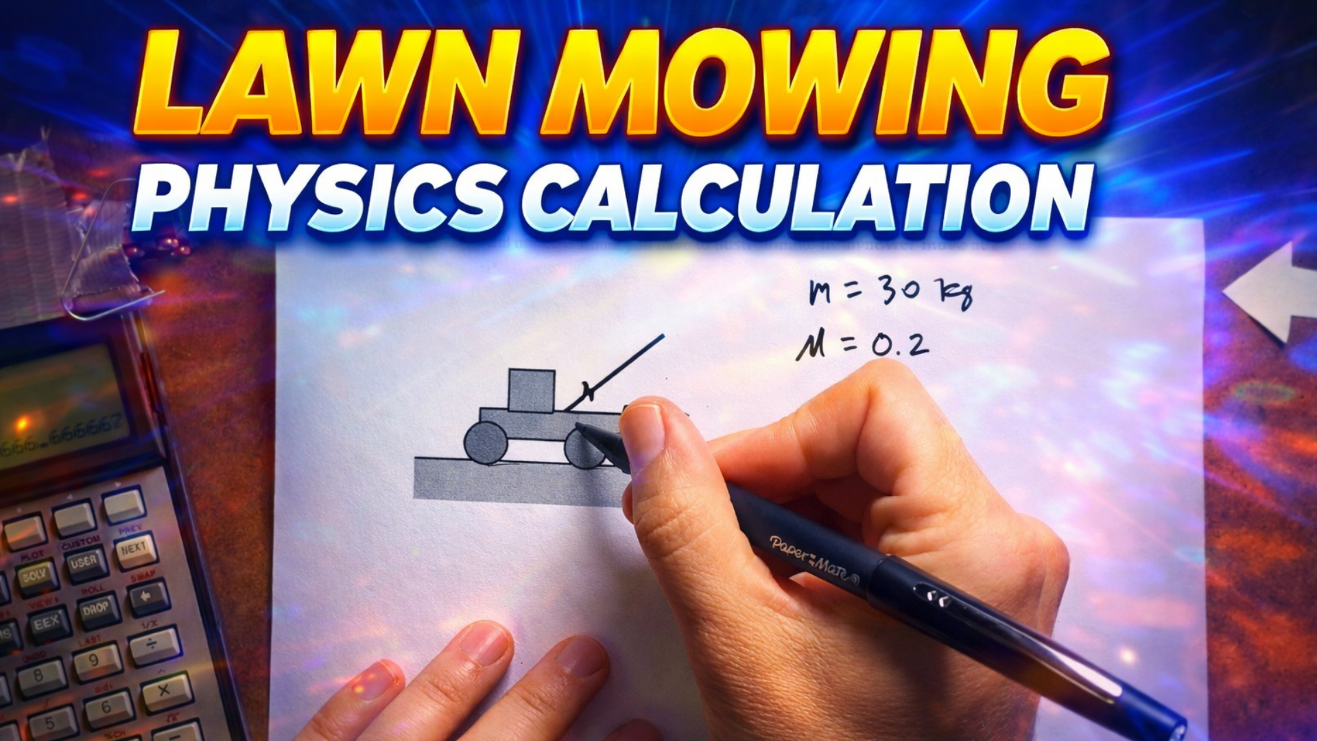 Energy calculations made simple: Mowing a lawn example