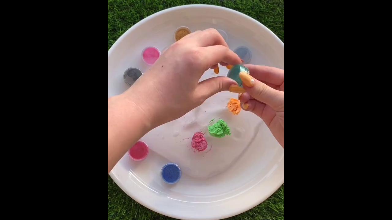 Clear soft slime with colorful powder ASMR