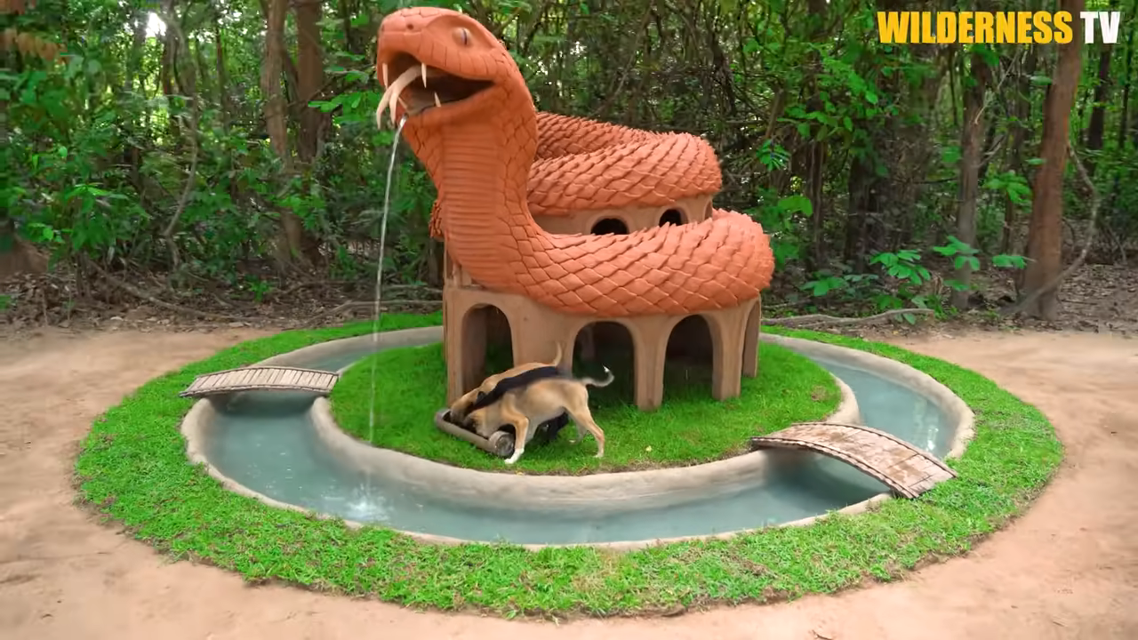 This is what happens when rescue puppies get a giant snake-themed mansion