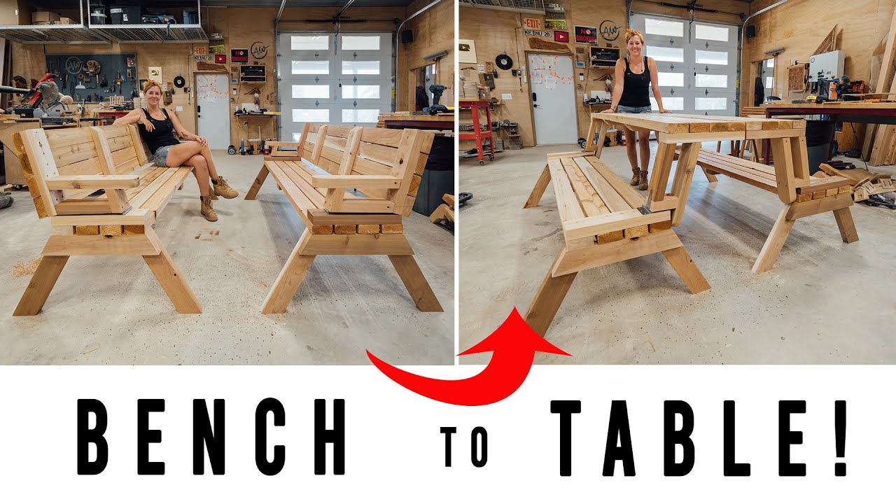 Build a space-saving DIY folding bench that transforms into a table