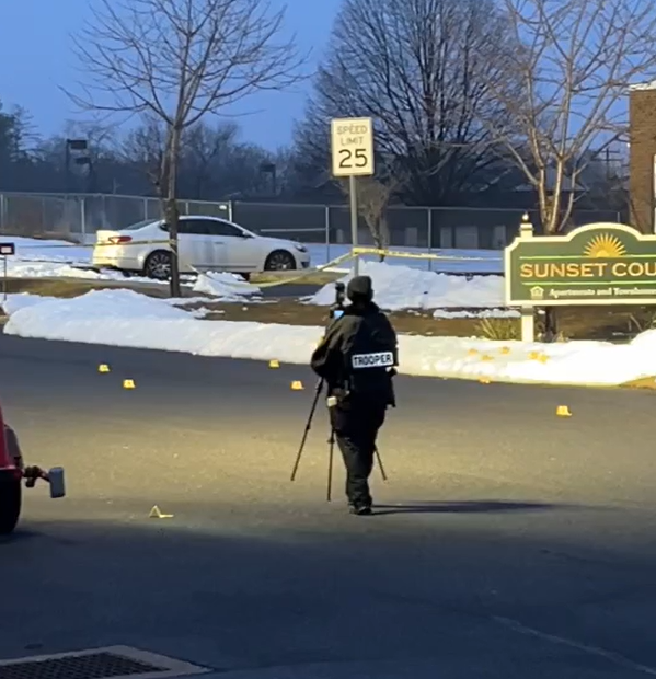 Video shows multiple crime scene markers at police incident | Coroner ...