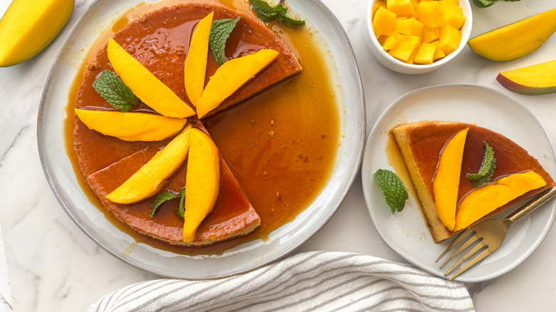 Bright and fruity mango flan recipe