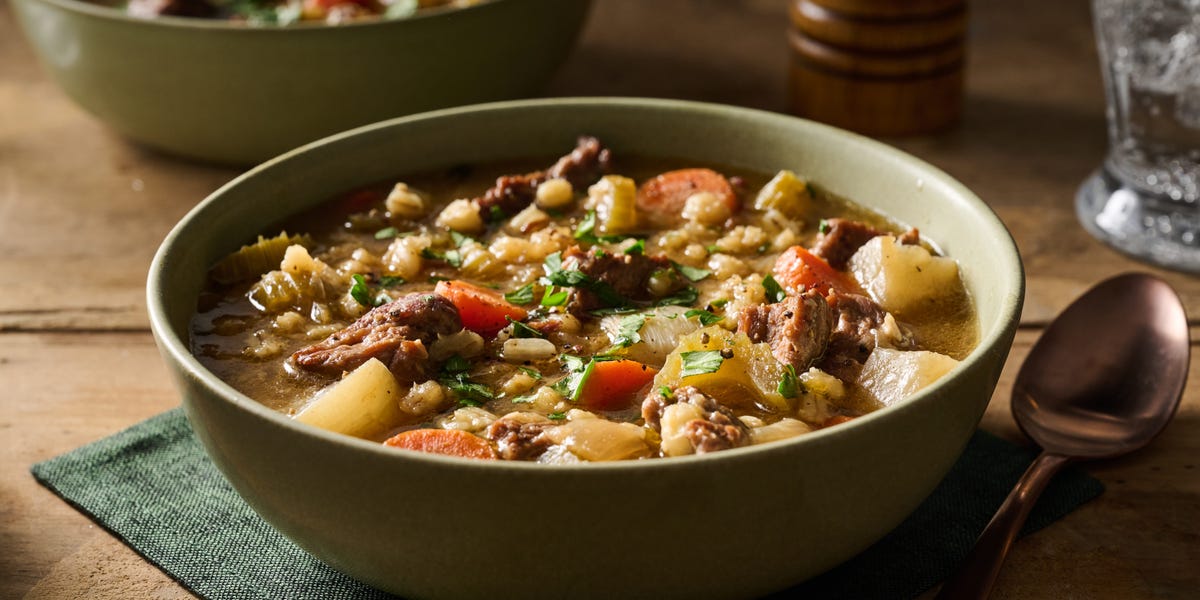 Ree Drummond’s beef barley soup has fall-apart tender chuck roast