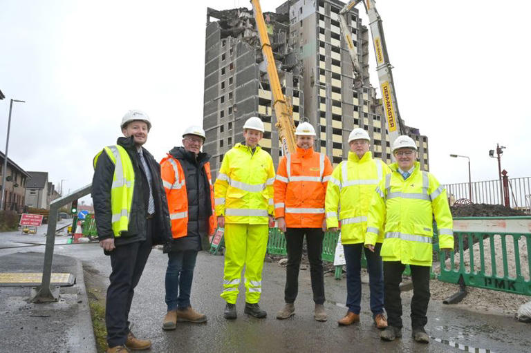 Coatbridge skyline changing as Jackson Court tower demolition enters ...