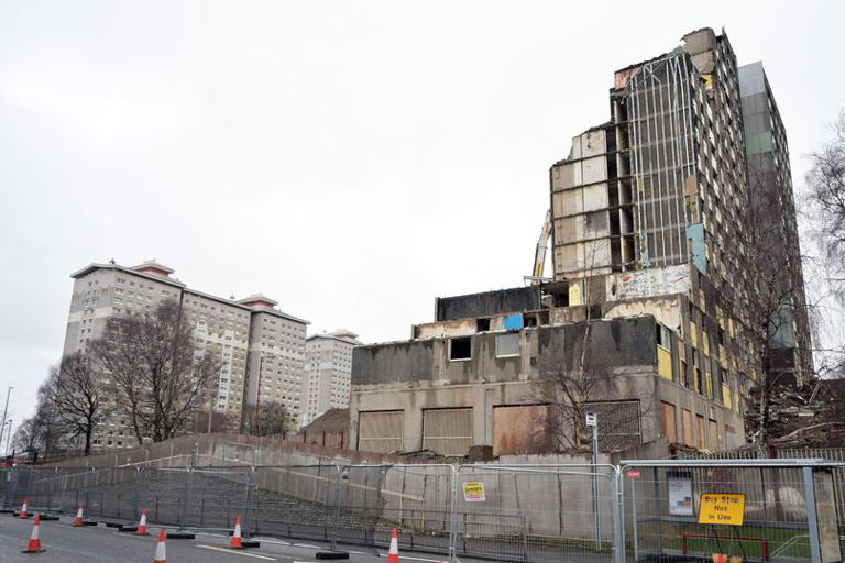 Coatbridge skyline changing as Jackson Court tower demolition enters ...