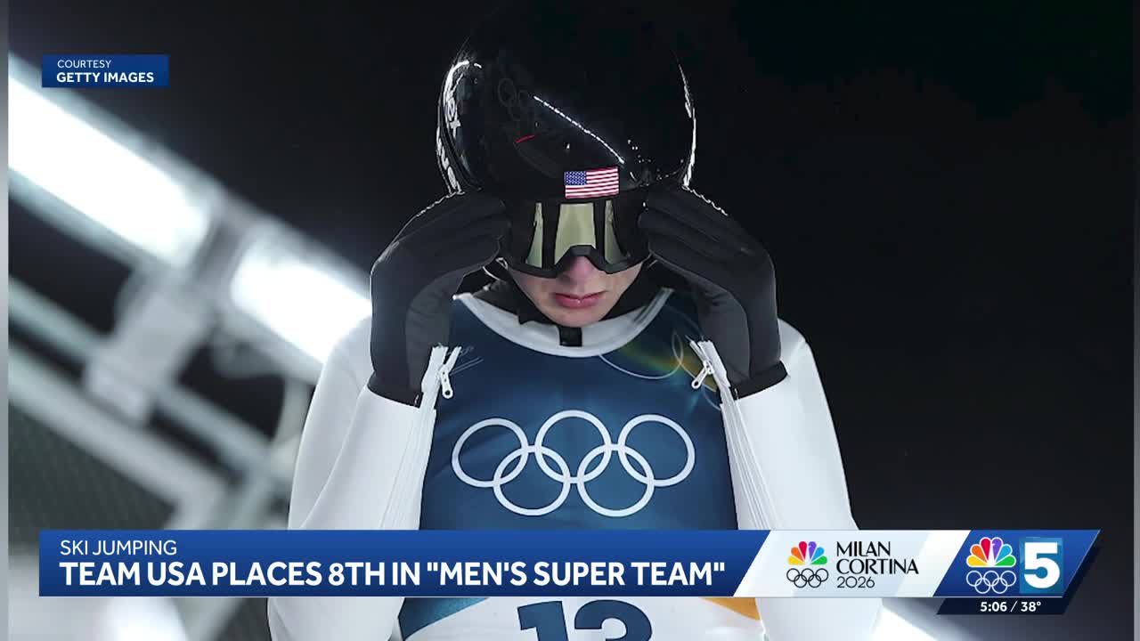 Lake Placid native Tate Frantz competes in men's super team ski jump ...