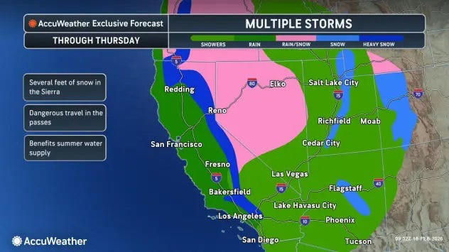 Winter storms could bring 4-8 feet of snow to parts of West. Latest ...