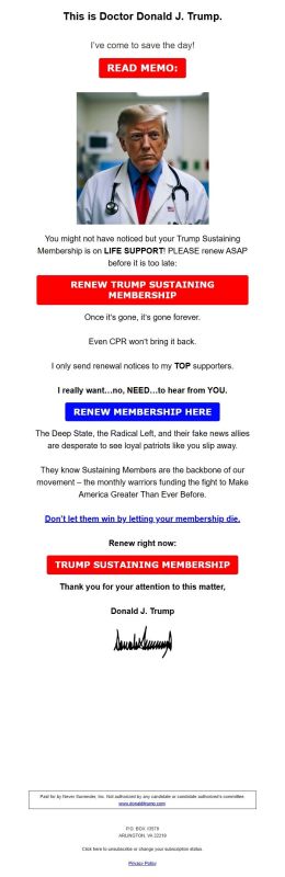 Trump poses as 'doctor' in campaign cash grab