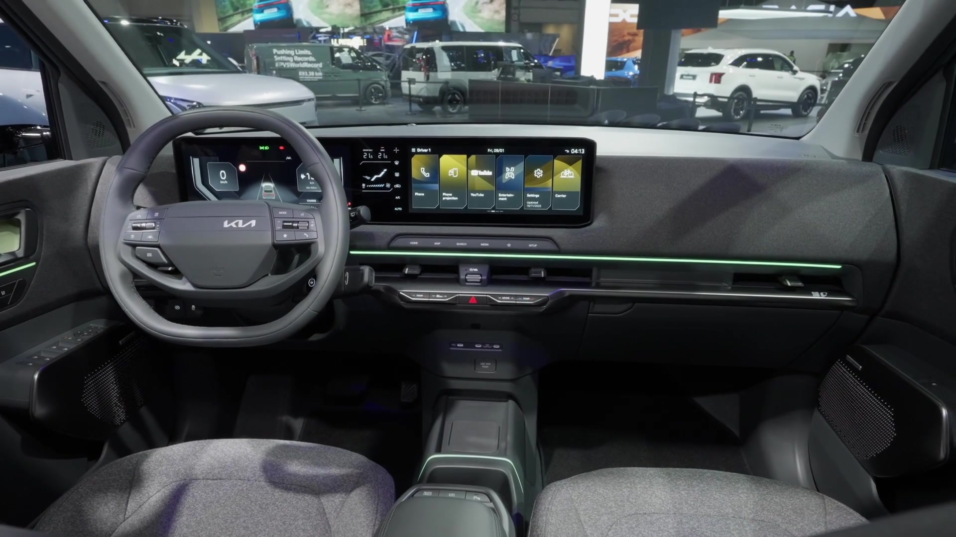 Kia EV2 interior design in Frost Blue at Brussels Motor Show 2026