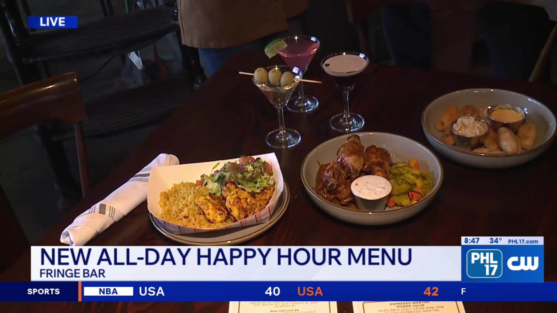 Fringe Bar happy hour menu | PHL17 Morning News
