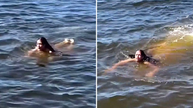 Onlooker captures terrifying moment mysterious creature appears under ...