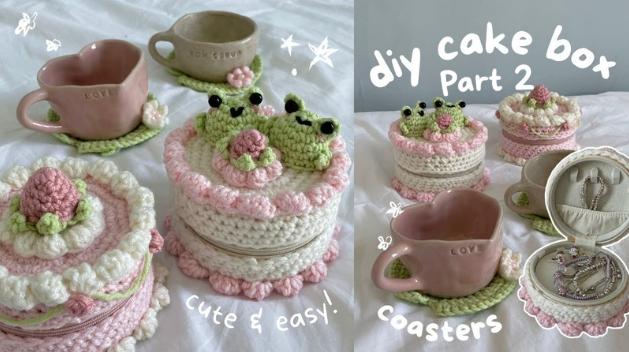 Crochet cute cake box & lily pad coasters easy beginner-friendly ...