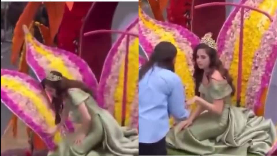 Miss Universe Fatima Bosch drops to her knees on parade float during ...
