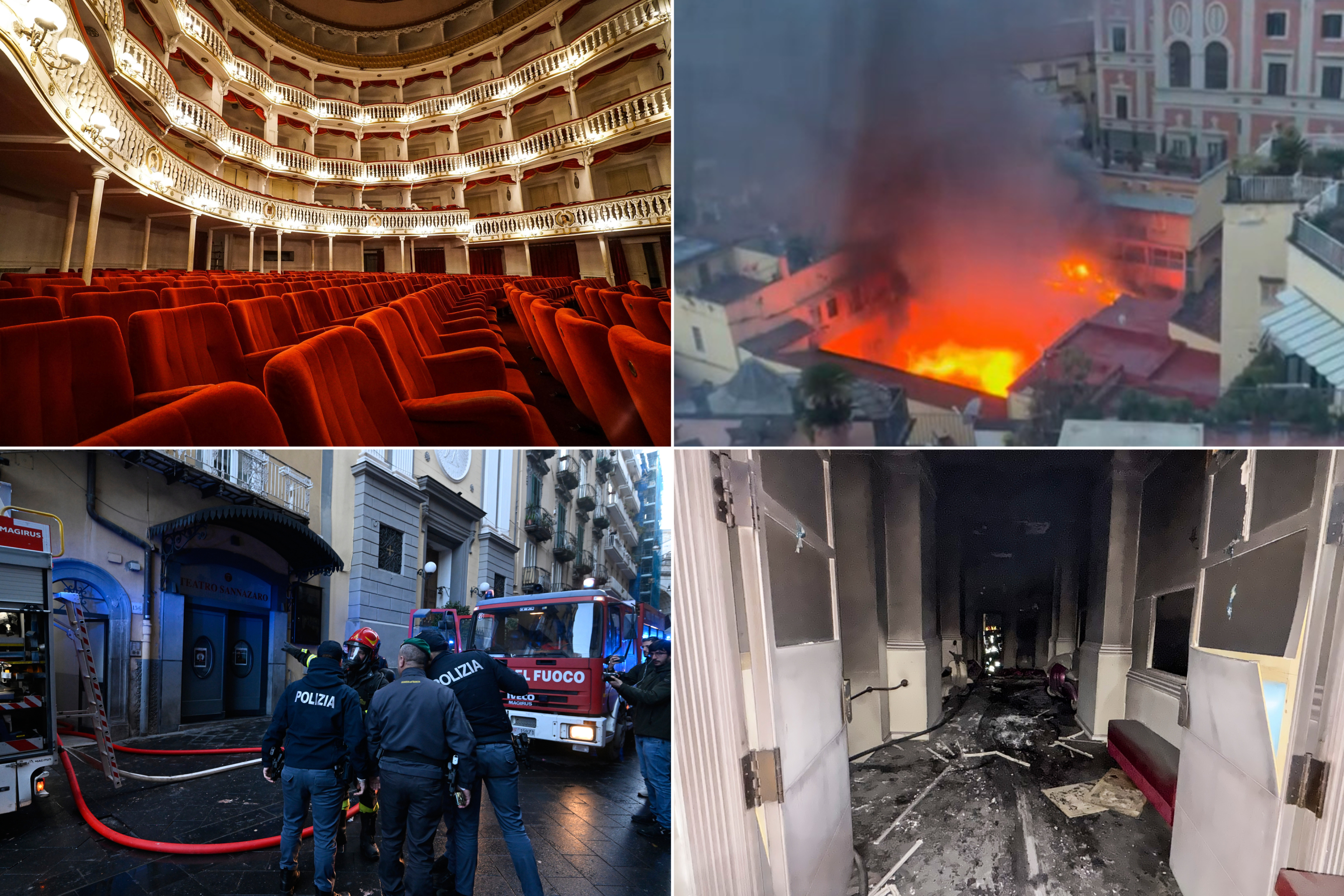 Huge fire destroys Naples Sannazaro theatre