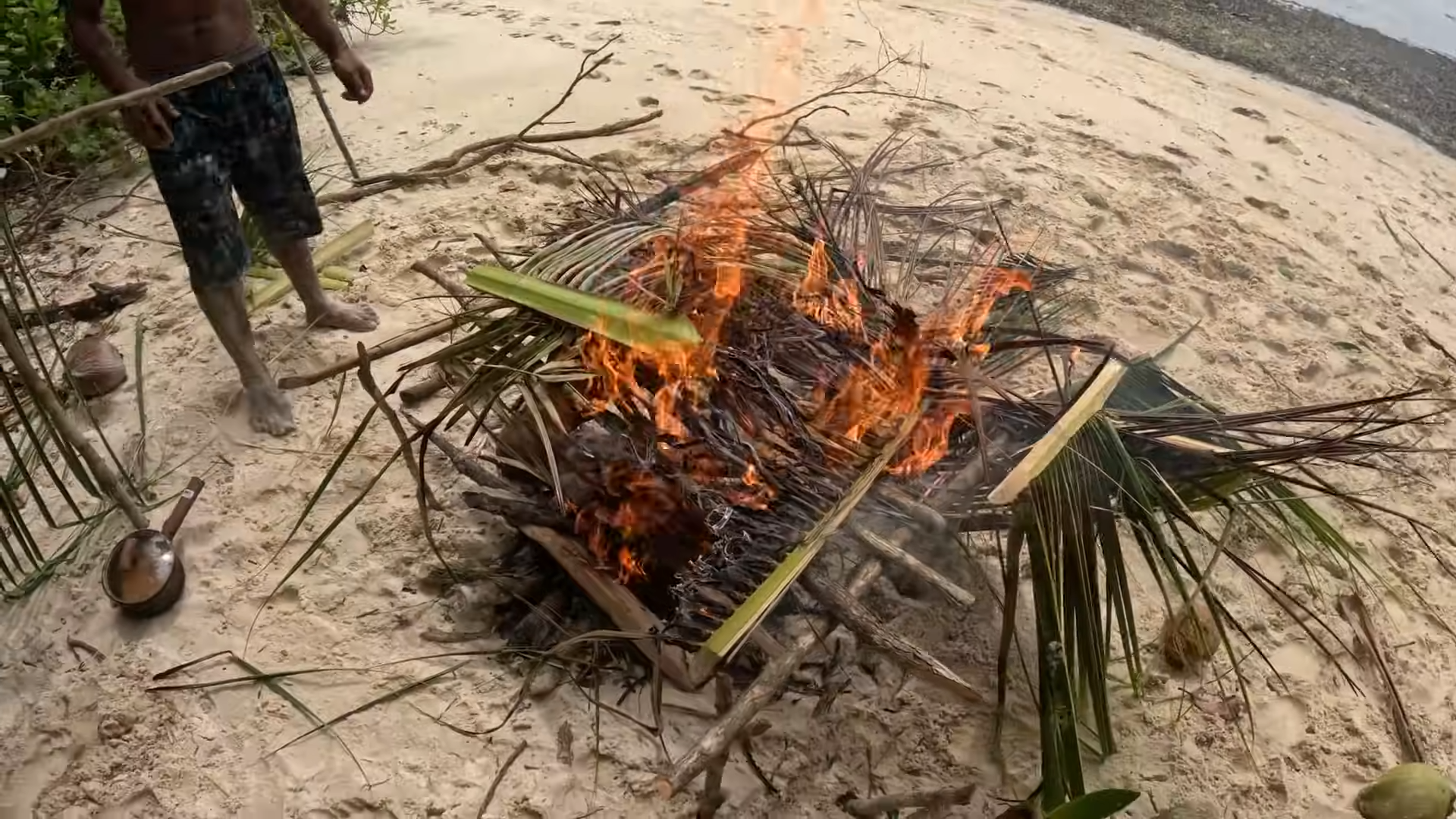 Building a survival shelter from scratch with the boys