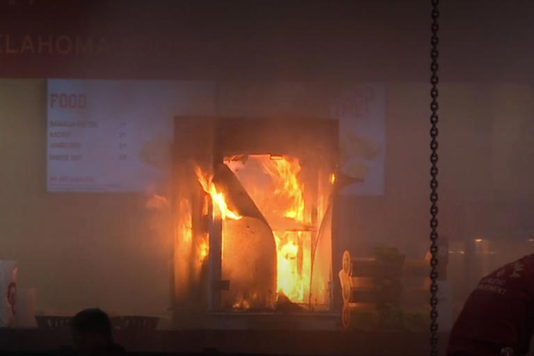 Popcorn machine bursts into flames during near 'catastrophic' situation ...
