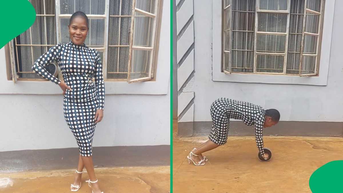 "This is not possible": Woman slays ab wheel exercises in bodycon dress ...