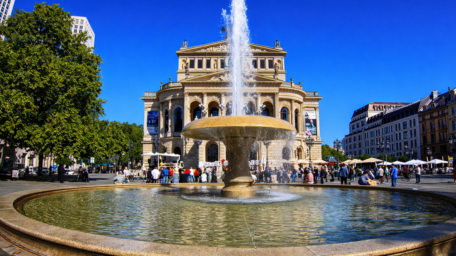 Exploring Frankfurt Opera Square and Fountain